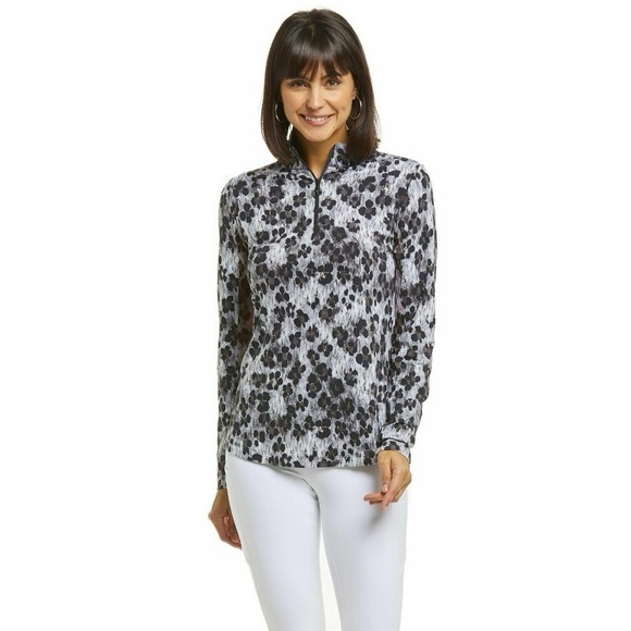 IBKUL | Tops | Ibkul Icefil Cool Le Leopard Animal Print Mock Neck Long ...